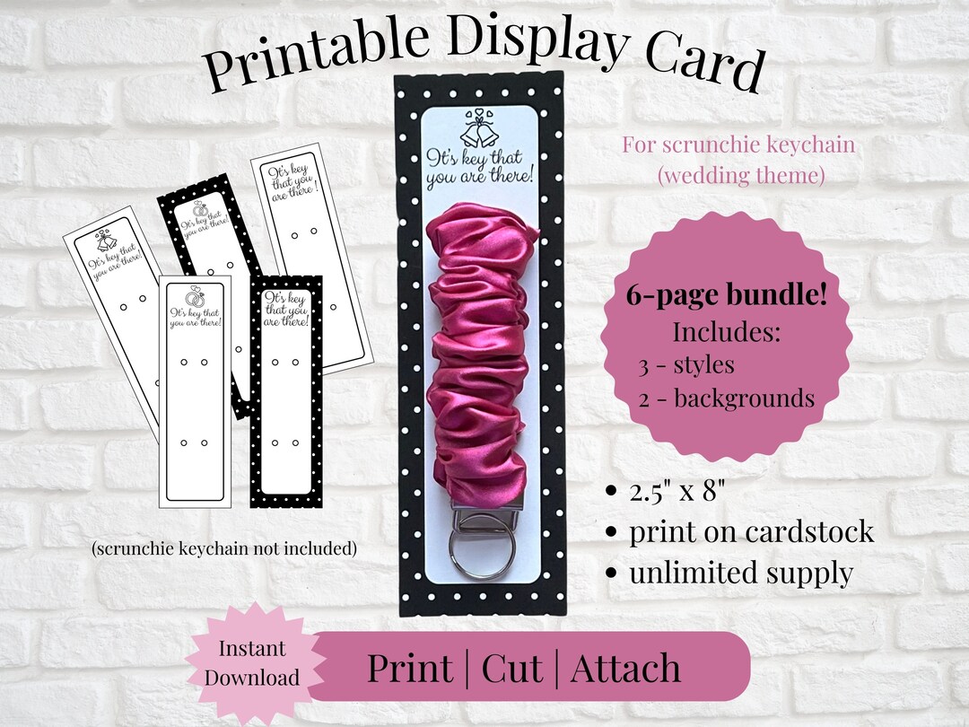 Printable Display Card for Scrunchie Keychain Fob Wristlet Bridesmaid ...