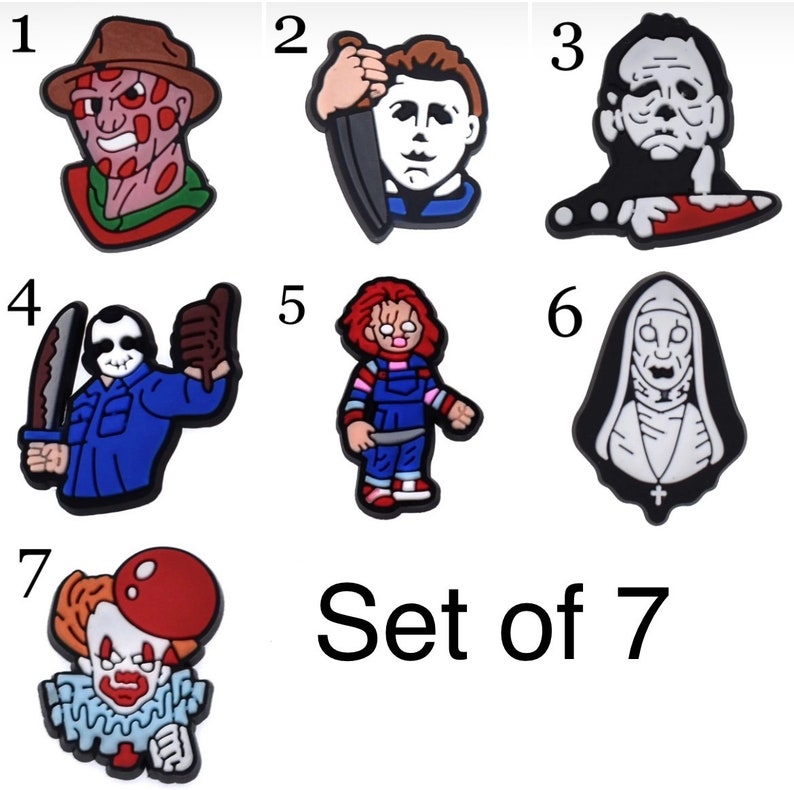 Halloween Croc Jibbitz | Horror | Charms | Chucky | Clown | Michael ...