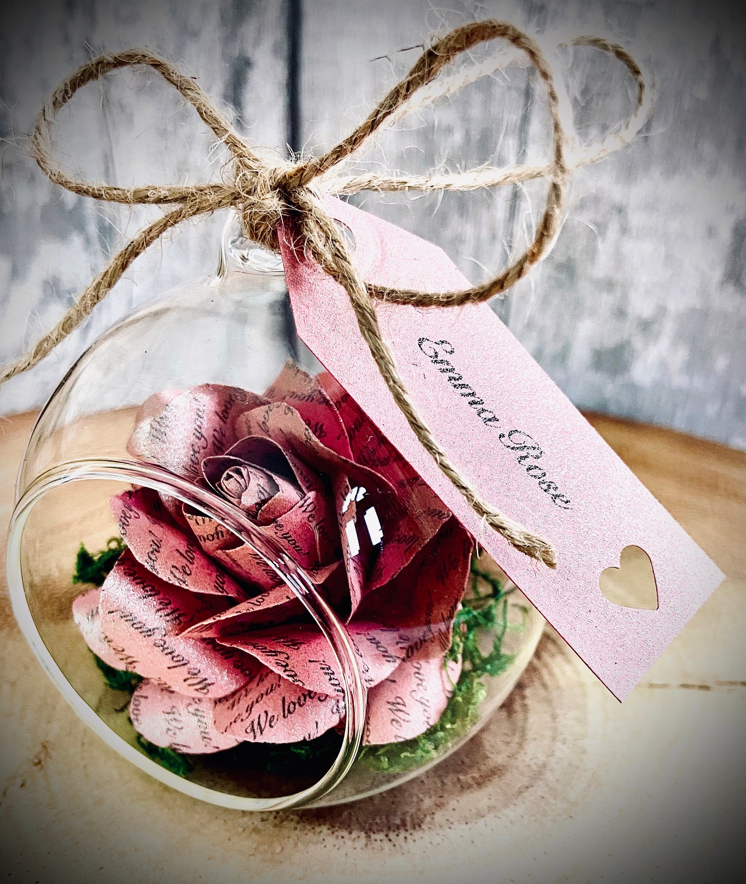Personalised Pink Rose in Glass Globe Anniversary Gift First | Etsy