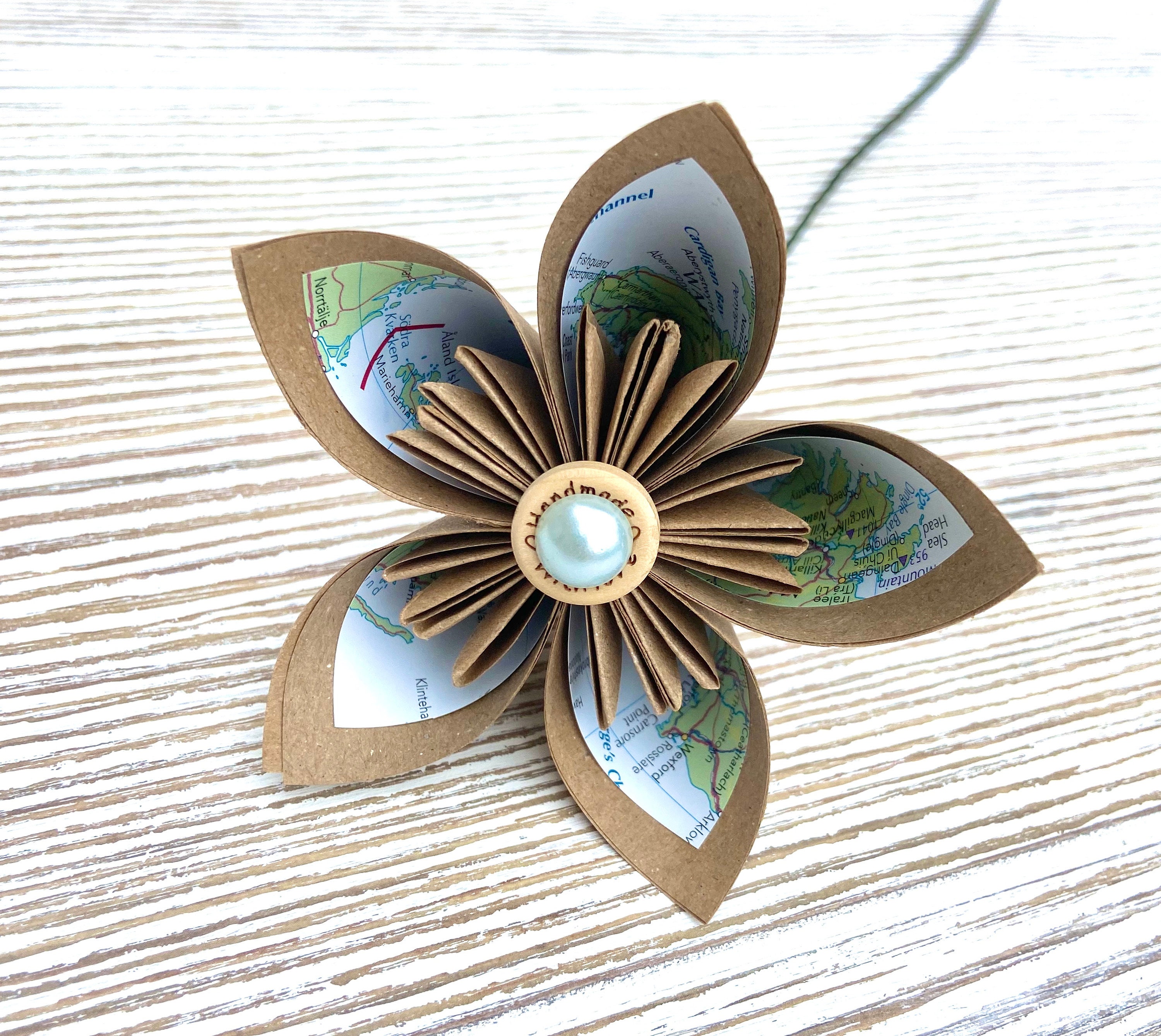 Map Paper Flowers Flower Bouquet Paper Anniversary First | Etsy UK