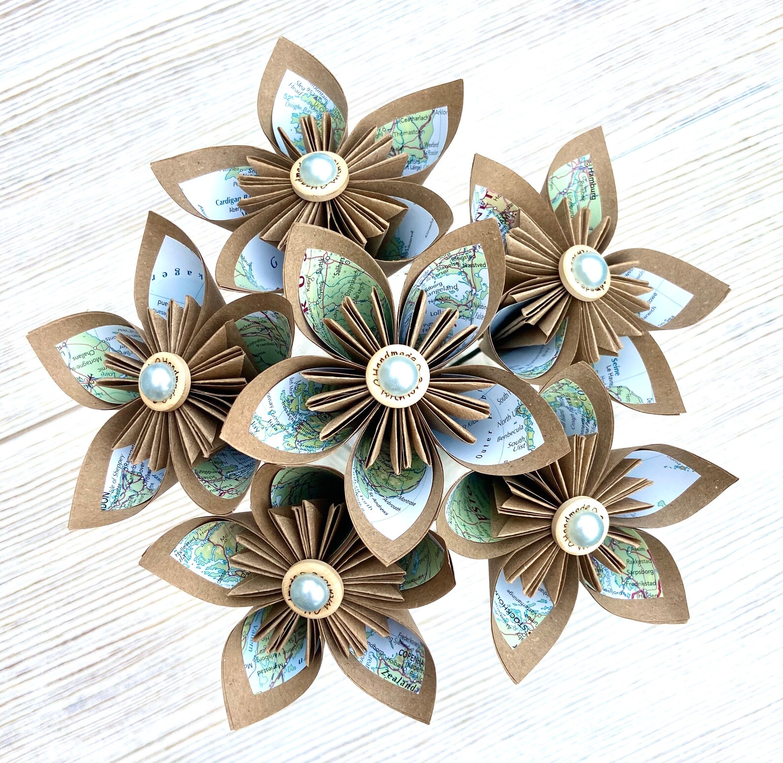 Map Paper Flowers Flower Bouquet Paper Anniversary First | Etsy UK