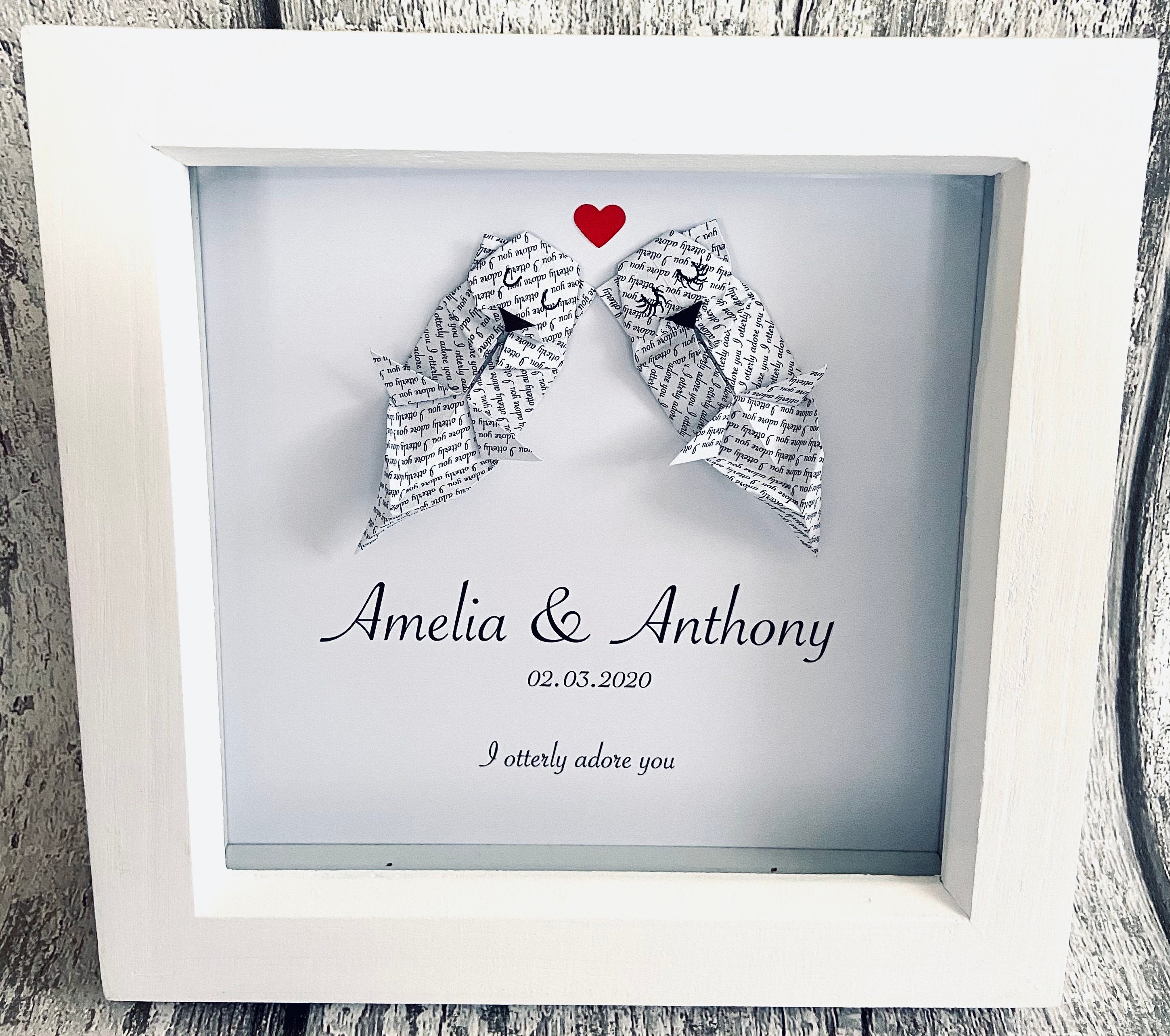 Personalised Otter Love Box Frame Anniversary Gift Wedding | Etsy