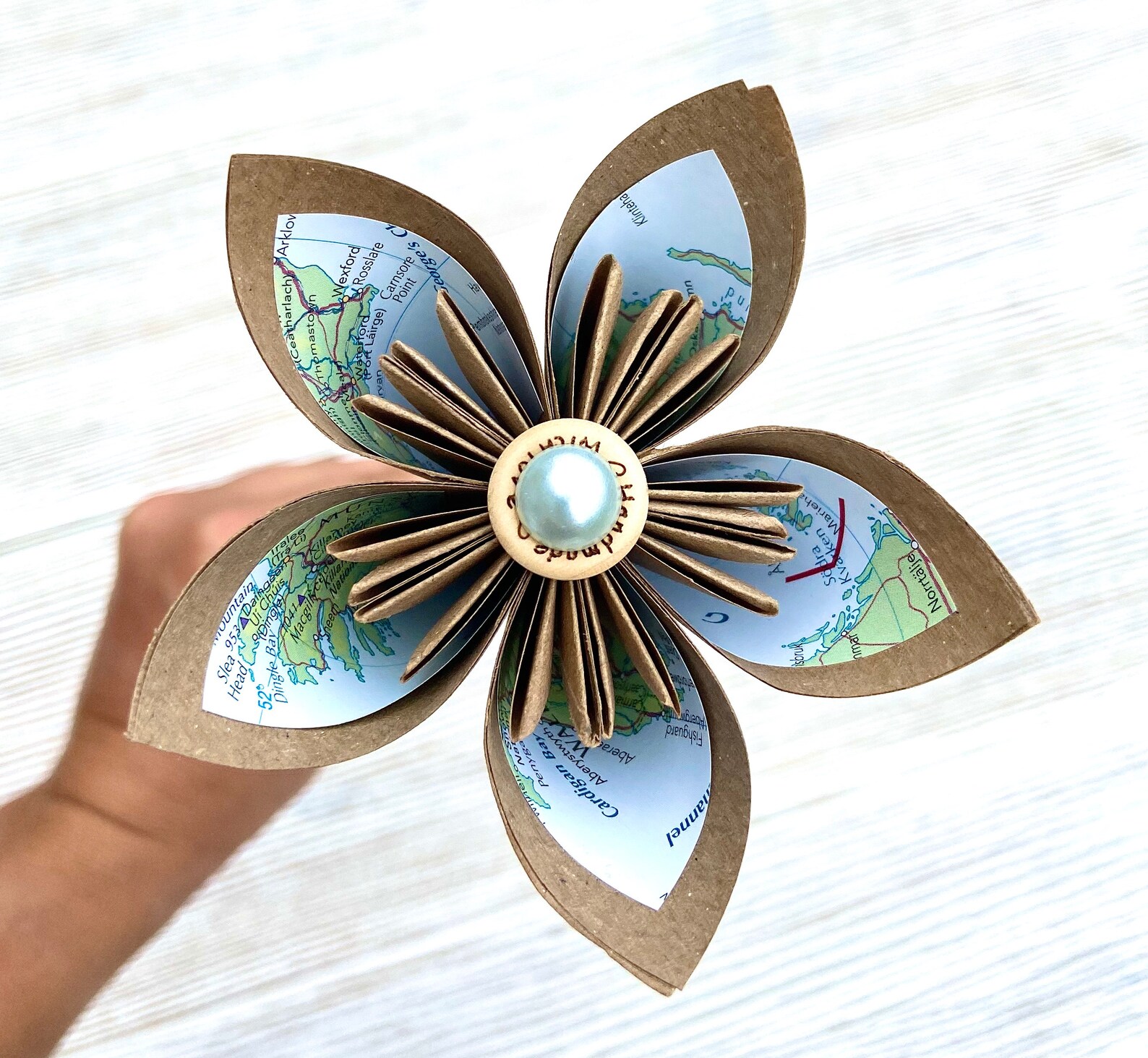 Map Paper Flowers Flower Bouquet Paper Anniversary First | Etsy UK