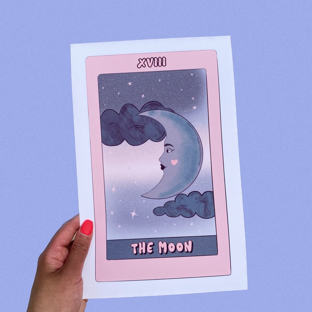 The Moon Tarot Card Art Print Spiritual Art Print 7 X 11 - Etsy