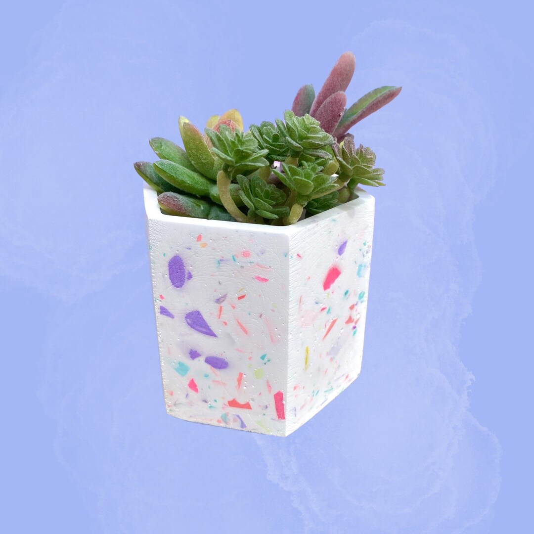 Pastel Terrazzo Planter Jesmonite Plant Pot Makeup Brush Holder the ...