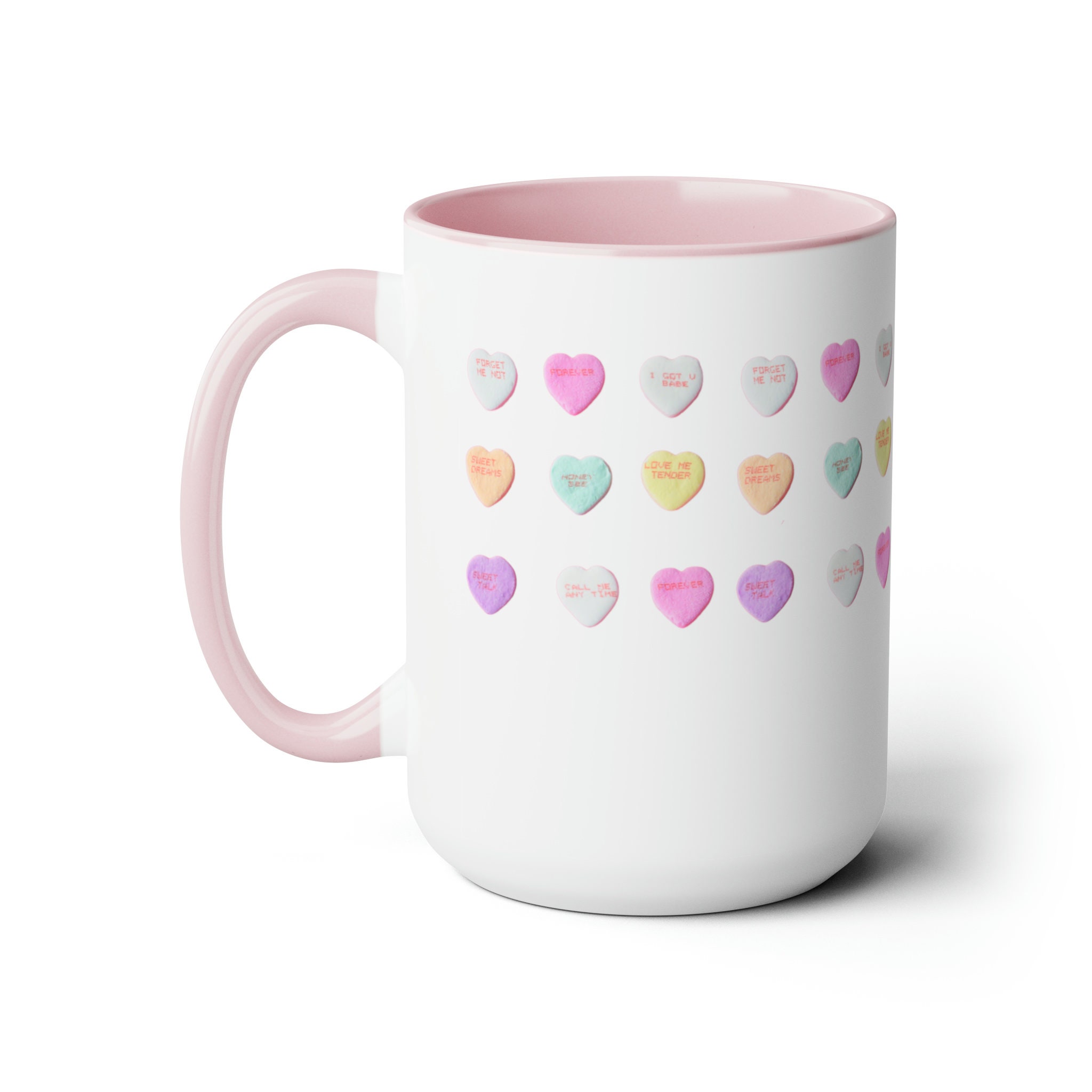 Valentines Day Conversation Candy Heart Mug, Unique Cute Design Ceramic ...