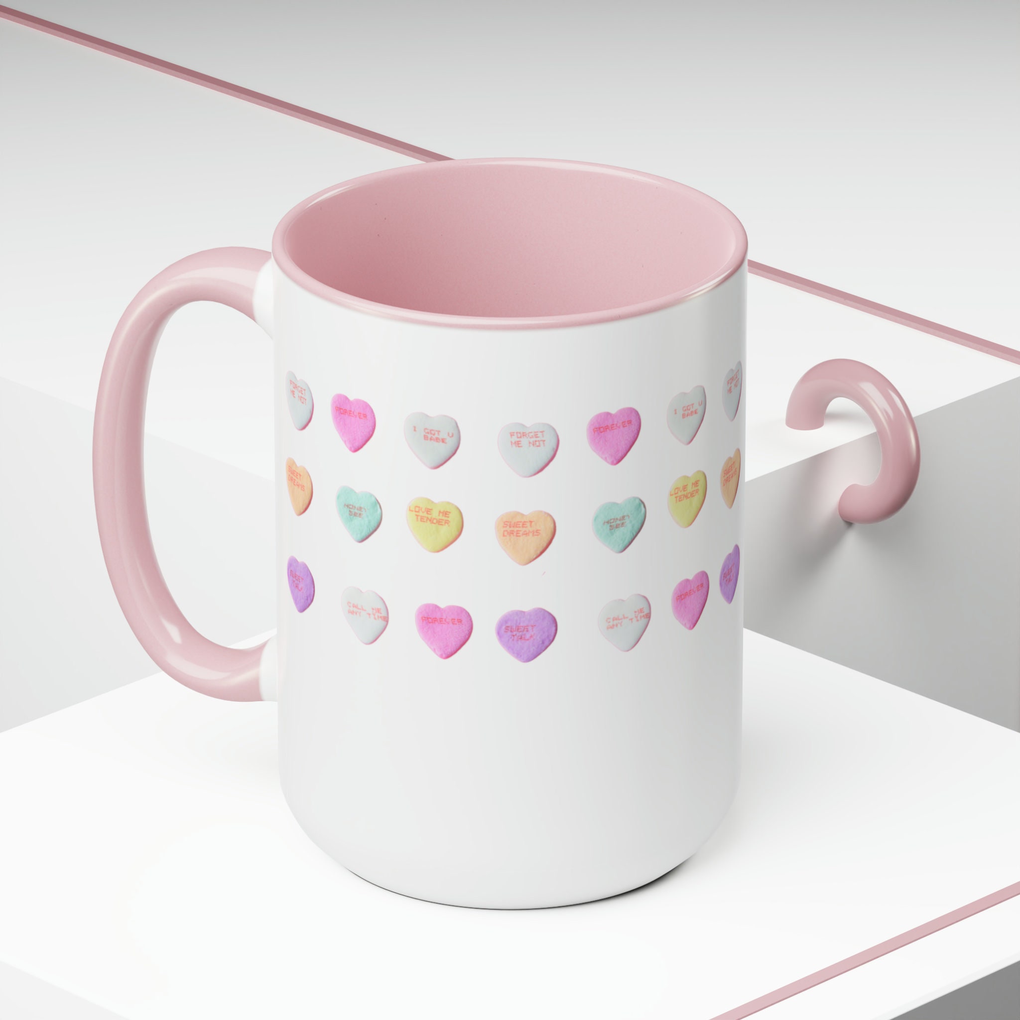 Valentines Day Conversation Candy Heart Mug, Unique Cute Design Ceramic ...