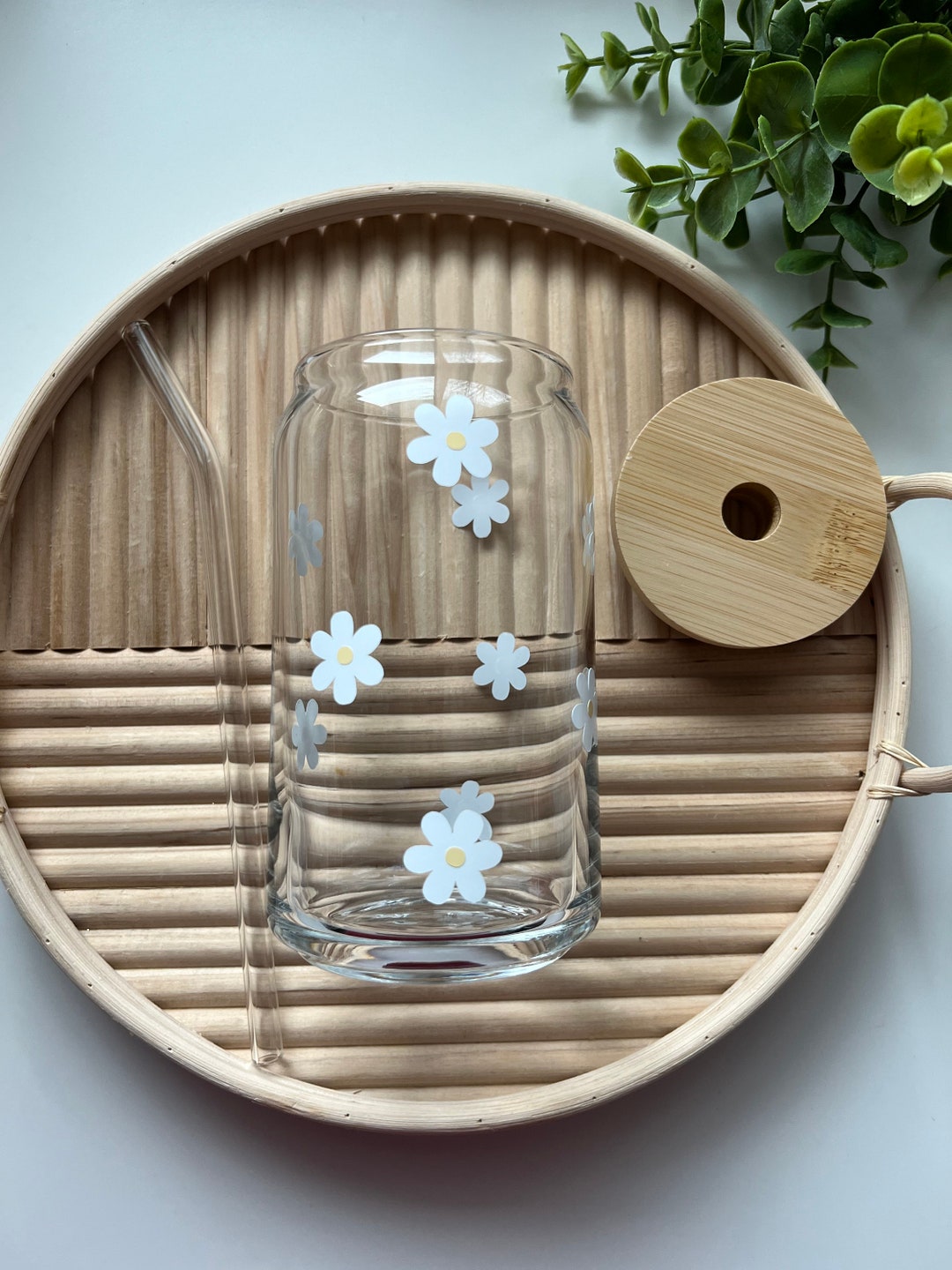 Mini White Daisy Beer Glass Can Reusable Coffee Cup Birthday T For