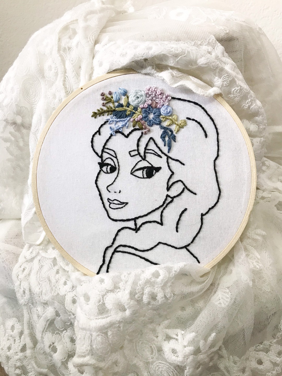 Elsa Flower Crown | Embroidery Hoop Art | Hand Made Item - Etsy