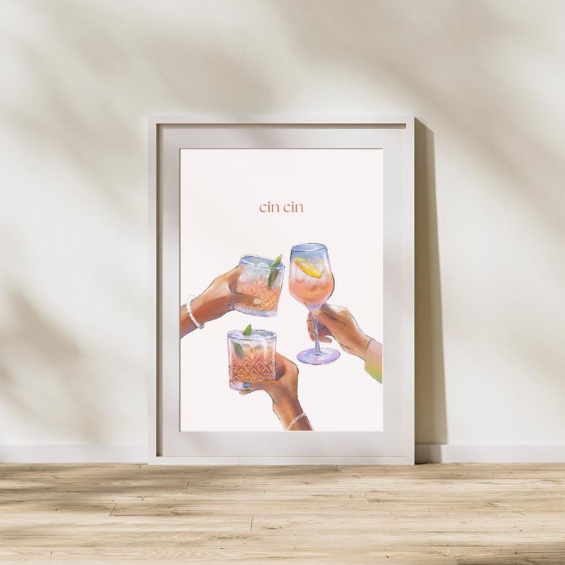 Cin Cin Print Cheers Sign Bar Cart Wall Decor Cocktail Printable Wall ...