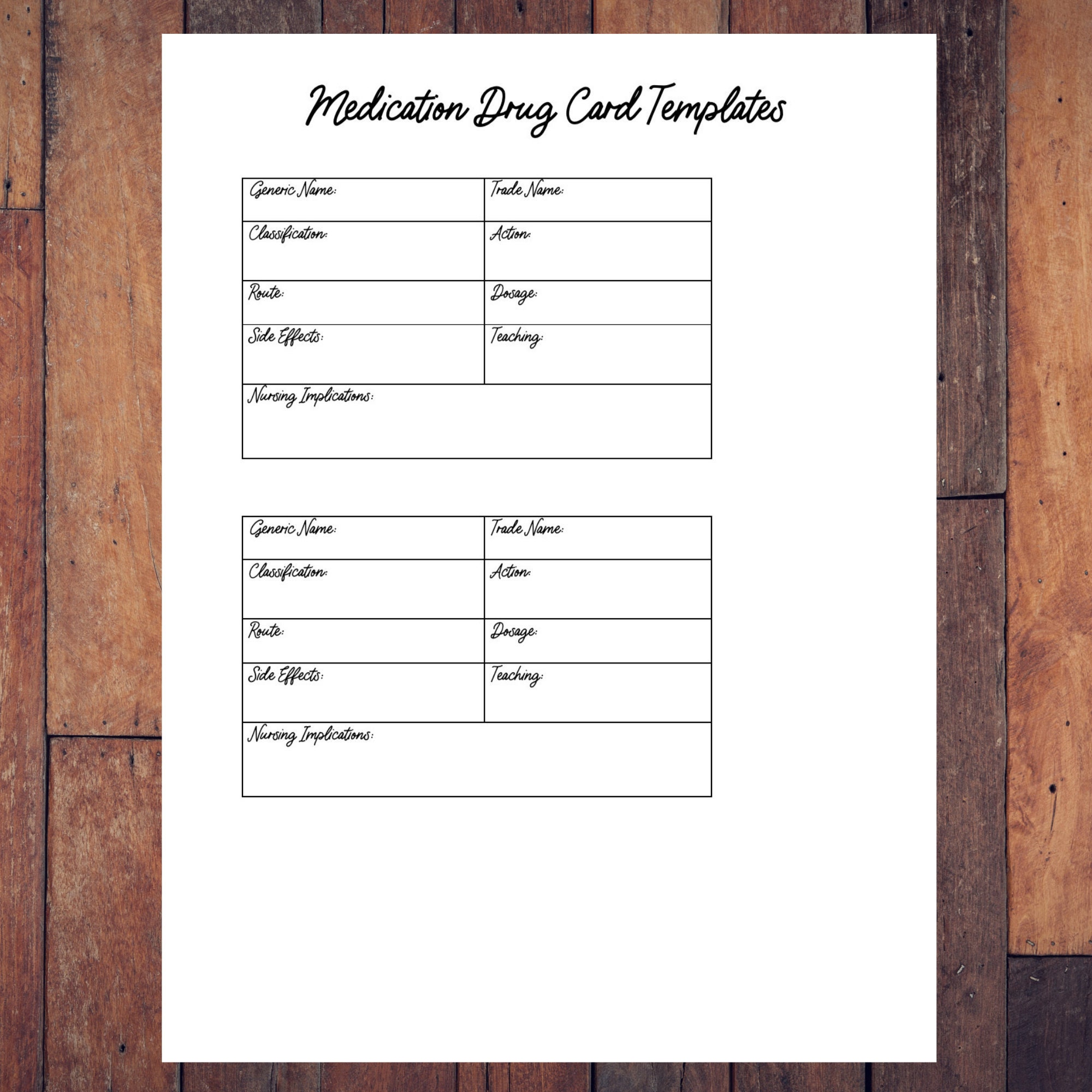 Medication Drug Card Template - Etsy