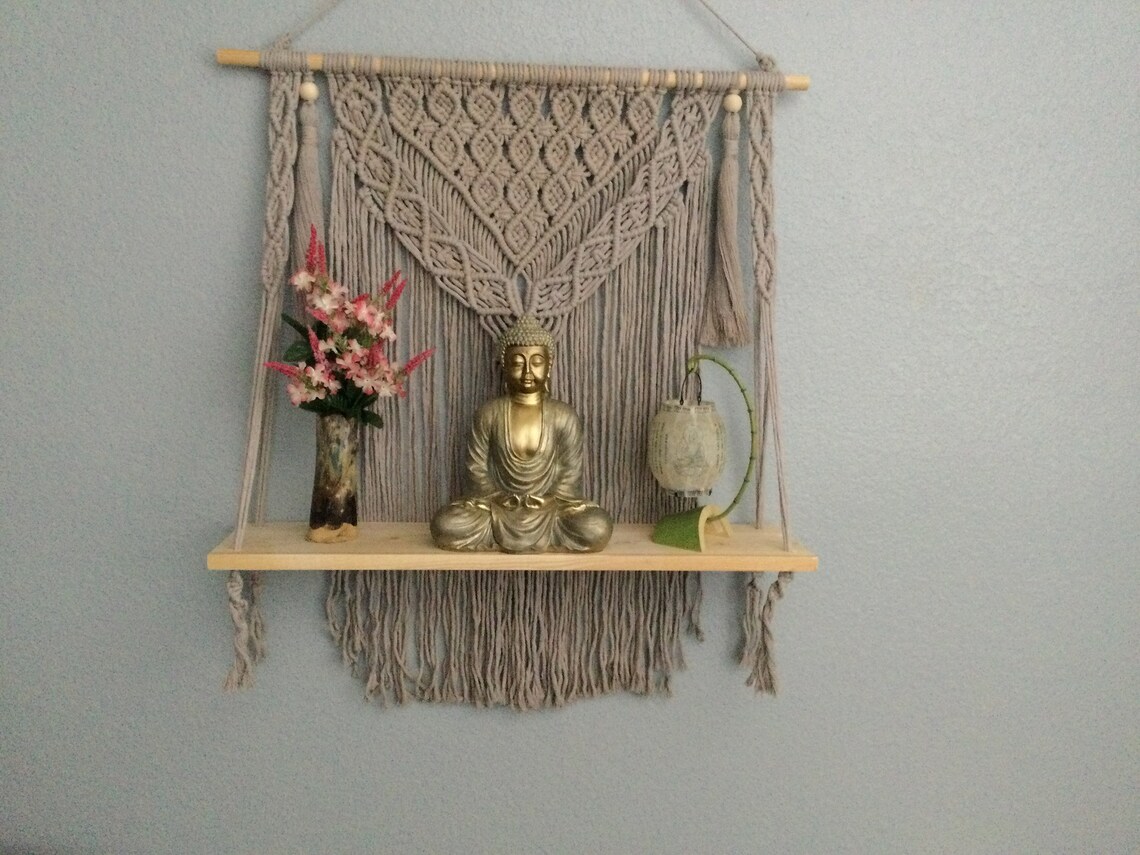 Macrame Wall Shelf Macrame Display Shelf Floating Shelf - Etsy