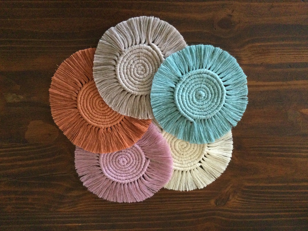 Coasters, Handmade Coasters With Fringe, Bohemian Table Decor - Etsy