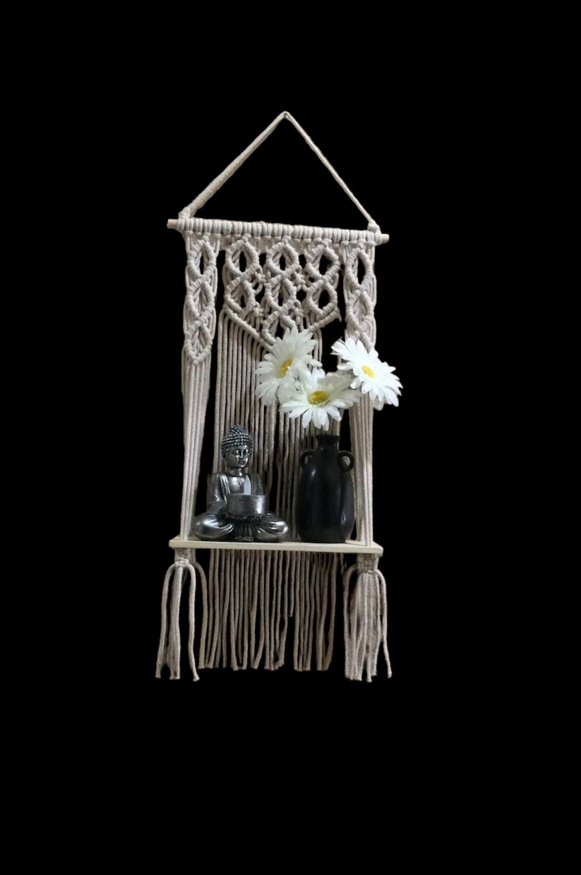 Macrame Wall Shelf, Macrame Display Shelf, Floating Shelf, Bohemian ...