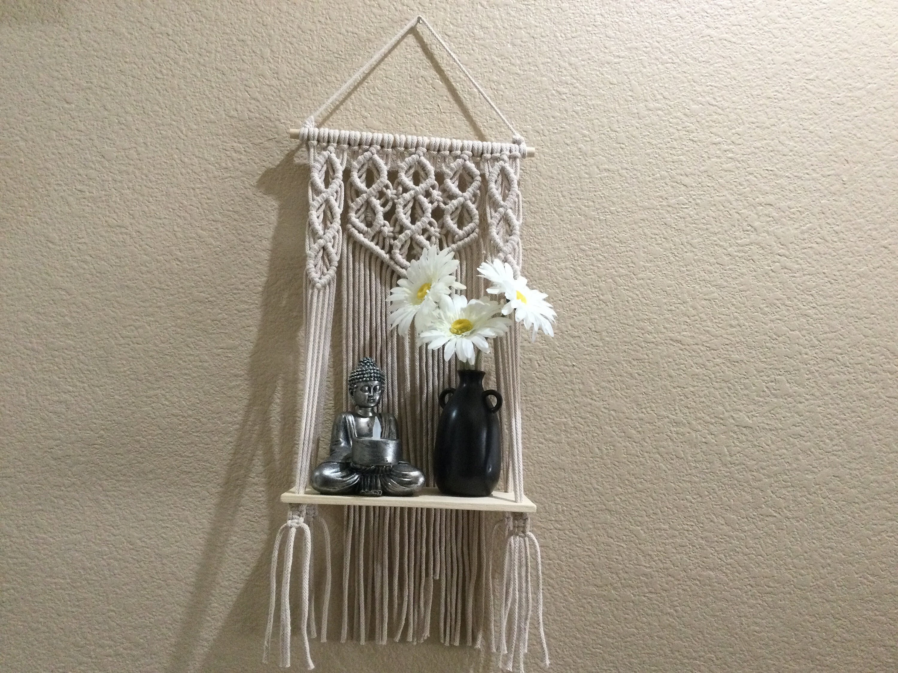 Macrame Wall Shelf, Macrame Display Shelf, Floating Shelf, Bohemian ...