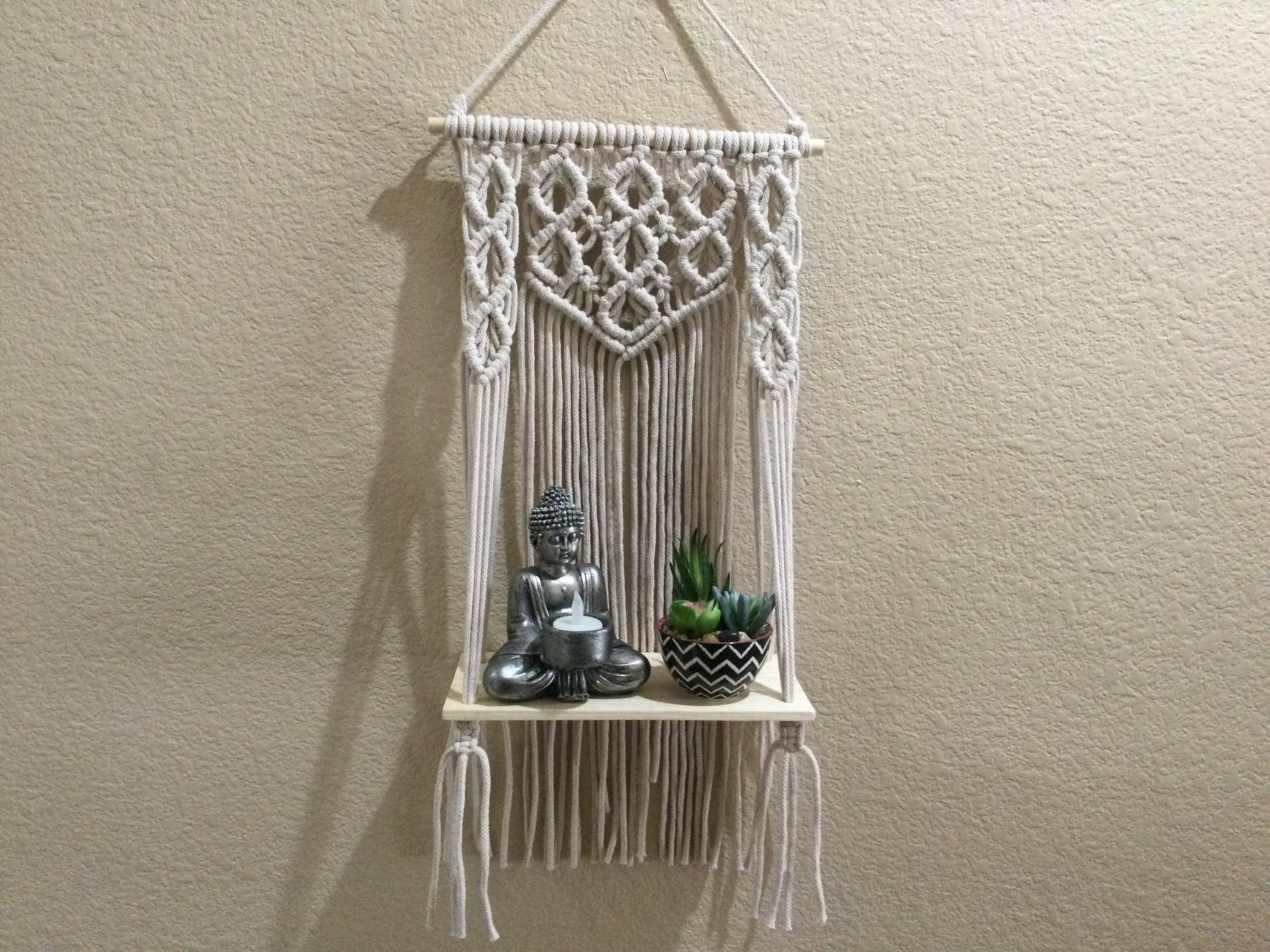 Macrame Wall Shelf, Macrame Display Shelf, Floating Shelf, Bohemian ...