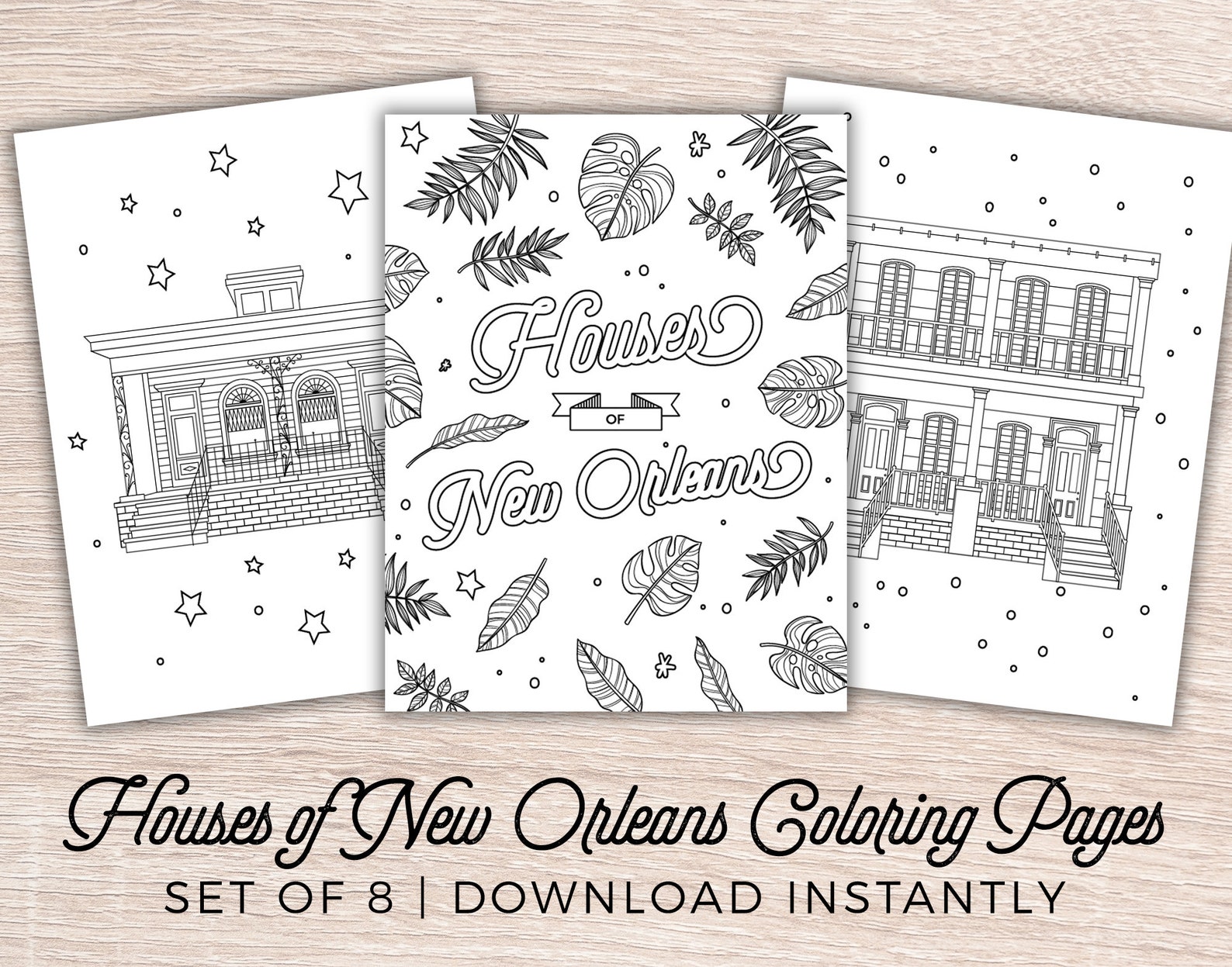 Houses and Architecture of New Orleans - Coloring Pages Instant Digital ...