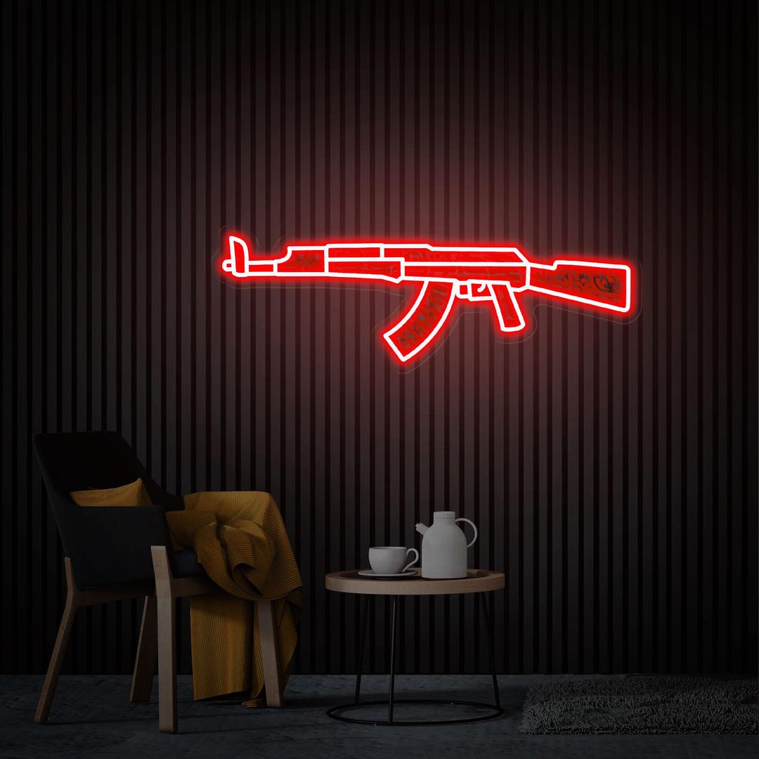 AK47 Neon Sign, AK 47 Neon Pistol LED Neon Lights, Custom Neon Sign ...