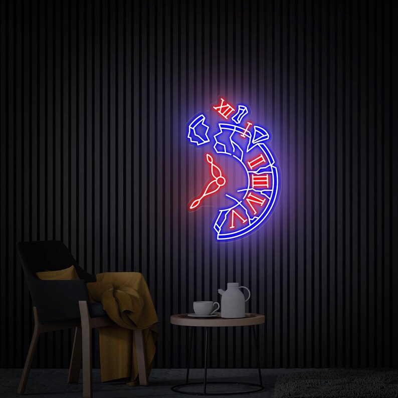 Broken Clock Neon Sign, Broken Time Wall Art, Custom Neon Sign, Neon ...