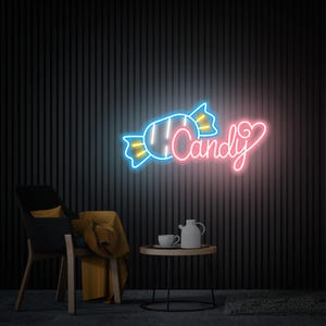 Candy Neon Sign, Candy Shop Decor, Custom Neon Sign, Candy Bar Decor ...