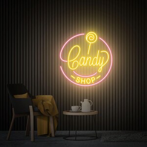 Candy Shop Neon Sign, Candy Store Decor, Custom Neon Sign, Candy Bar ...