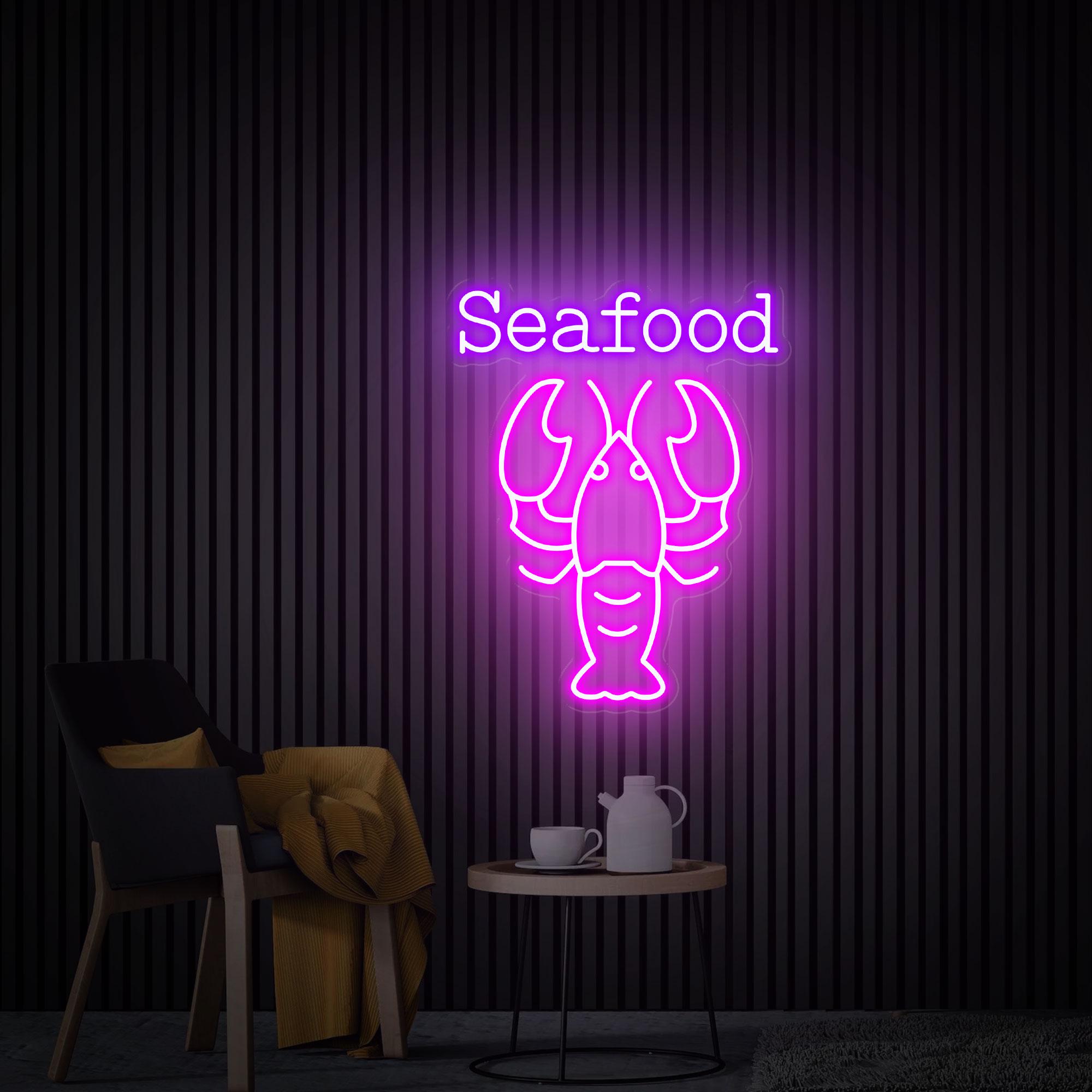 Seafood Lobster Neon Sign, Seafood Led Sign, Shop Wall Decor, Seafood ...