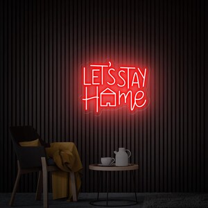Let's Stay Home Neon Sign, Stay Home Led Neon Sign, Home Decor, Led ...