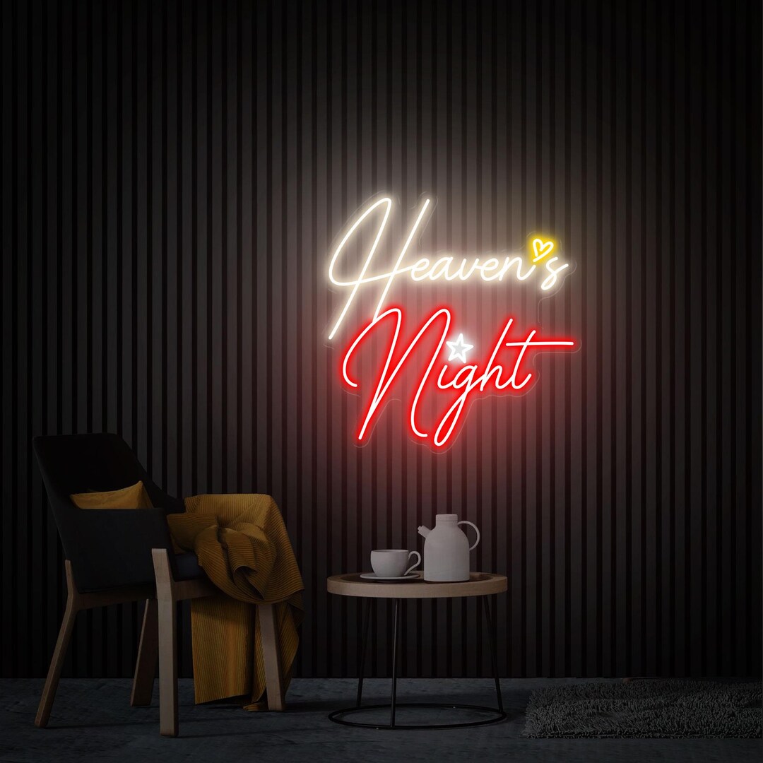 Heaven's Night Neon Sign, Custom Neon Sign, Neon Wall Decor, Wedding ...