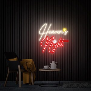 Heaven's Night Neon Sign, Custom Neon Sign, Neon Wall Decor, Wedding ...