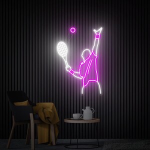 Tennis Player Neon Sign, Playing Tennis Led Light Sign, Gym Decor ...