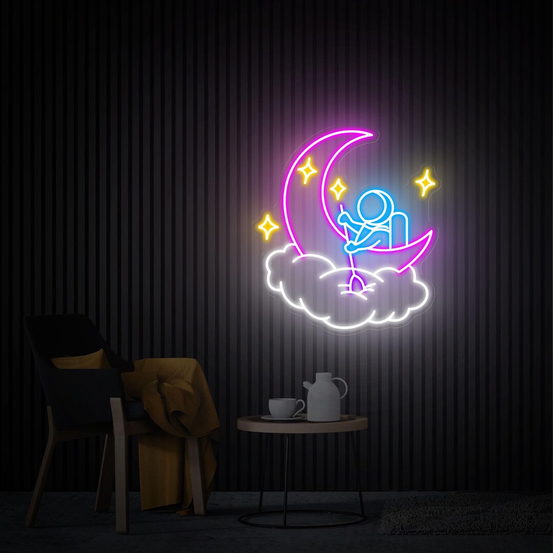 Astronaut Neon Sign, Astronaut Moon Cloud Led Light Sign, Custom Neon ...