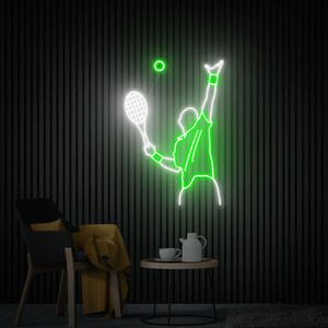 Tennis Player Neon Sign, Playing Tennis Led Light Sign, Gym Decor ...