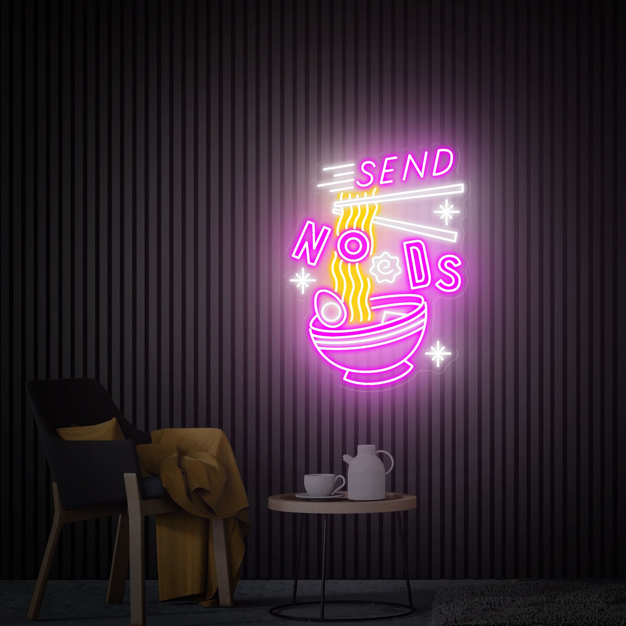 Send Noods Funny Noodle Neon Sign, Ramen Led Sign, Ramen Japanese ...