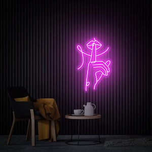 Hush Neon Sign Lips and Fingers Led Neon Light Bedroom Decor Custom ...