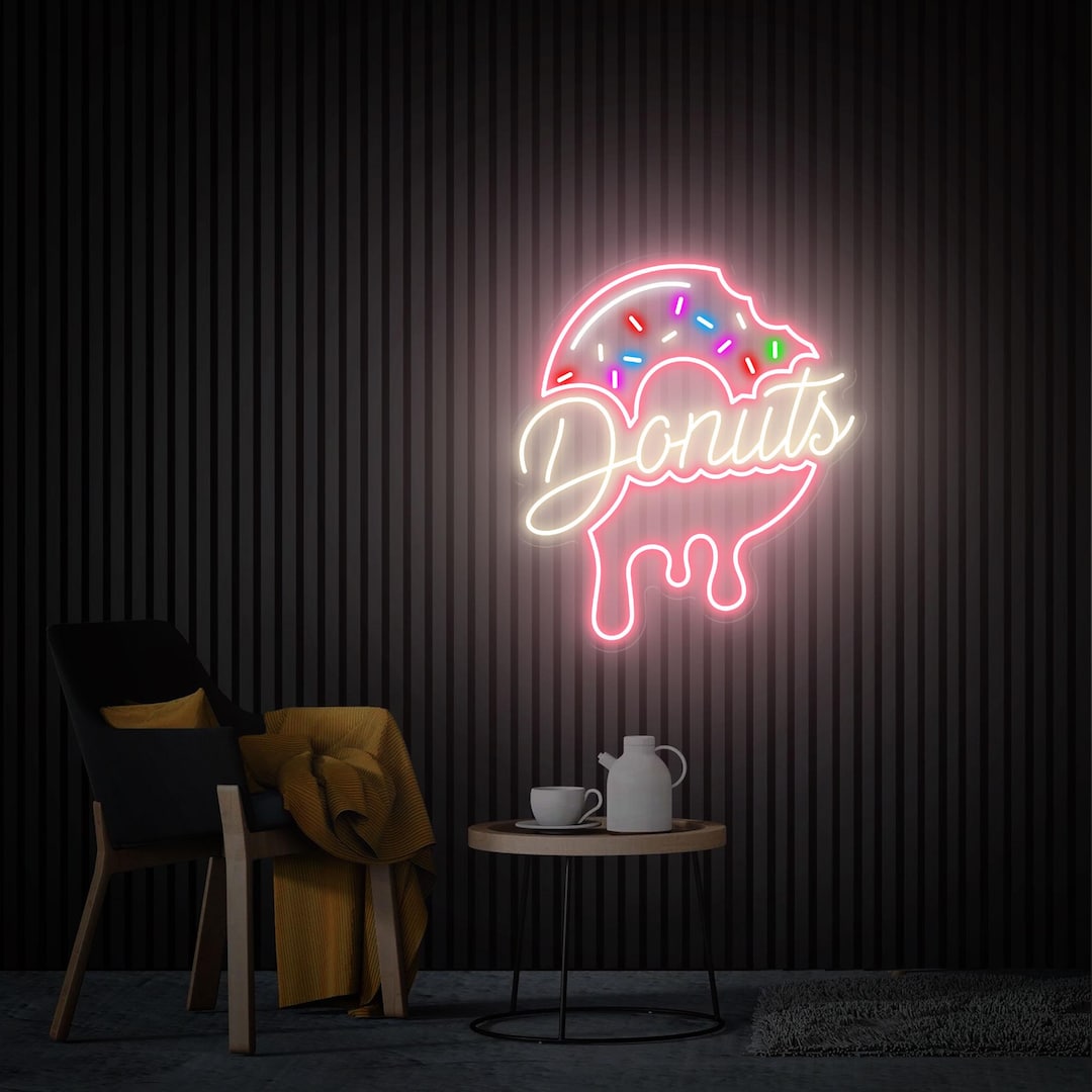 Donuts Neon Sign, Donuts Shop Led Sign, Food Wall Decor, Custom Neon ...
