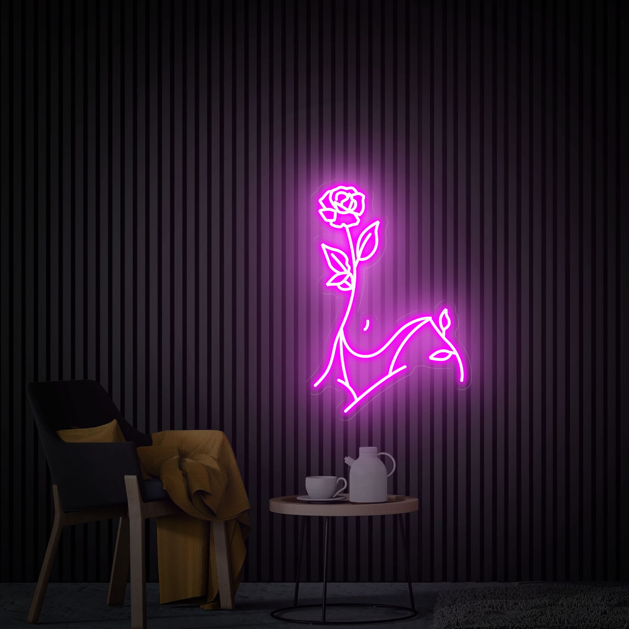 Body Rose Art Neon Sign, Girl Body Aesthetic Neon Sign, Bedroom Neon ...