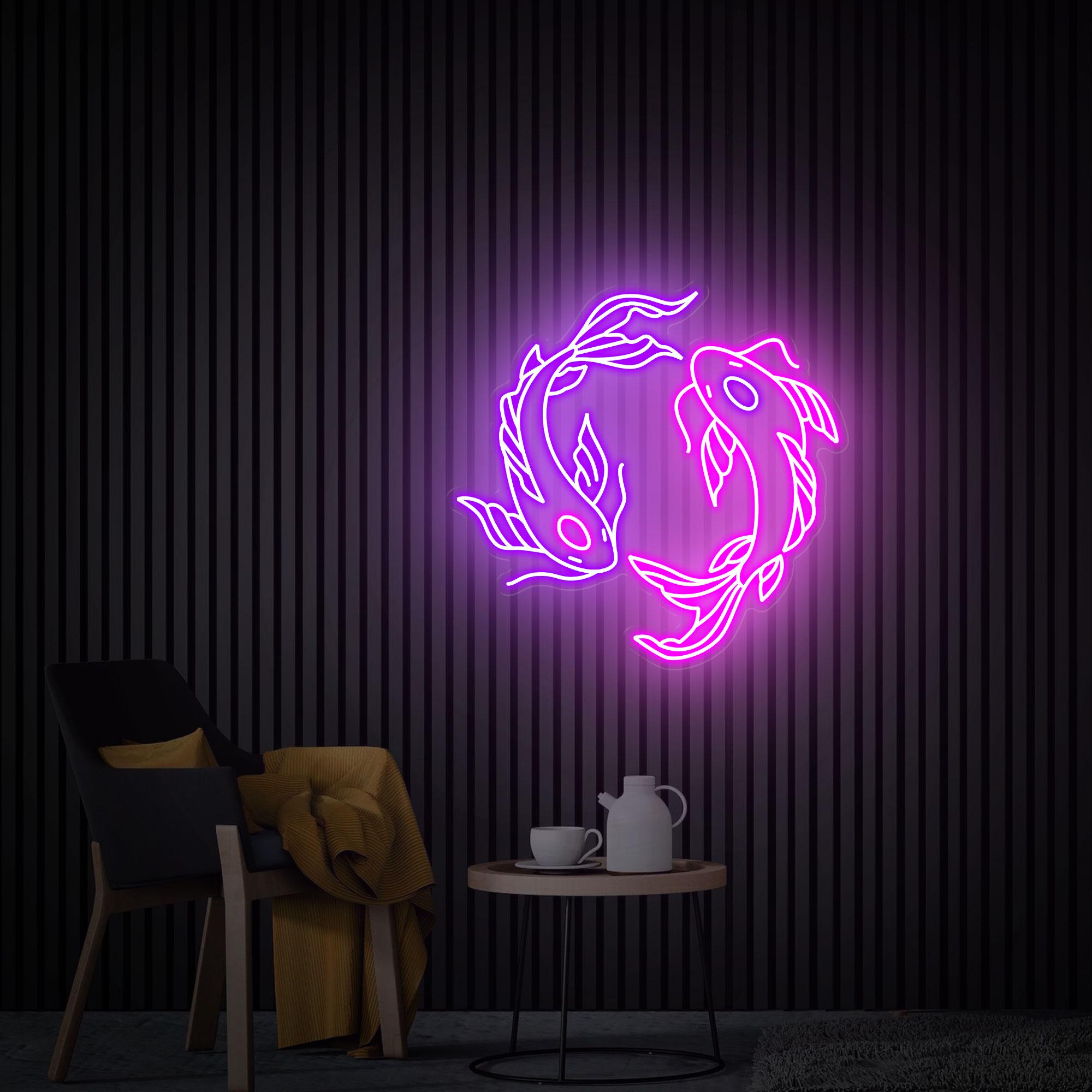 Koi Fish Neon Sign, Koi Fish Wall Art, Custom Japanese Neon Sign, Koi ...