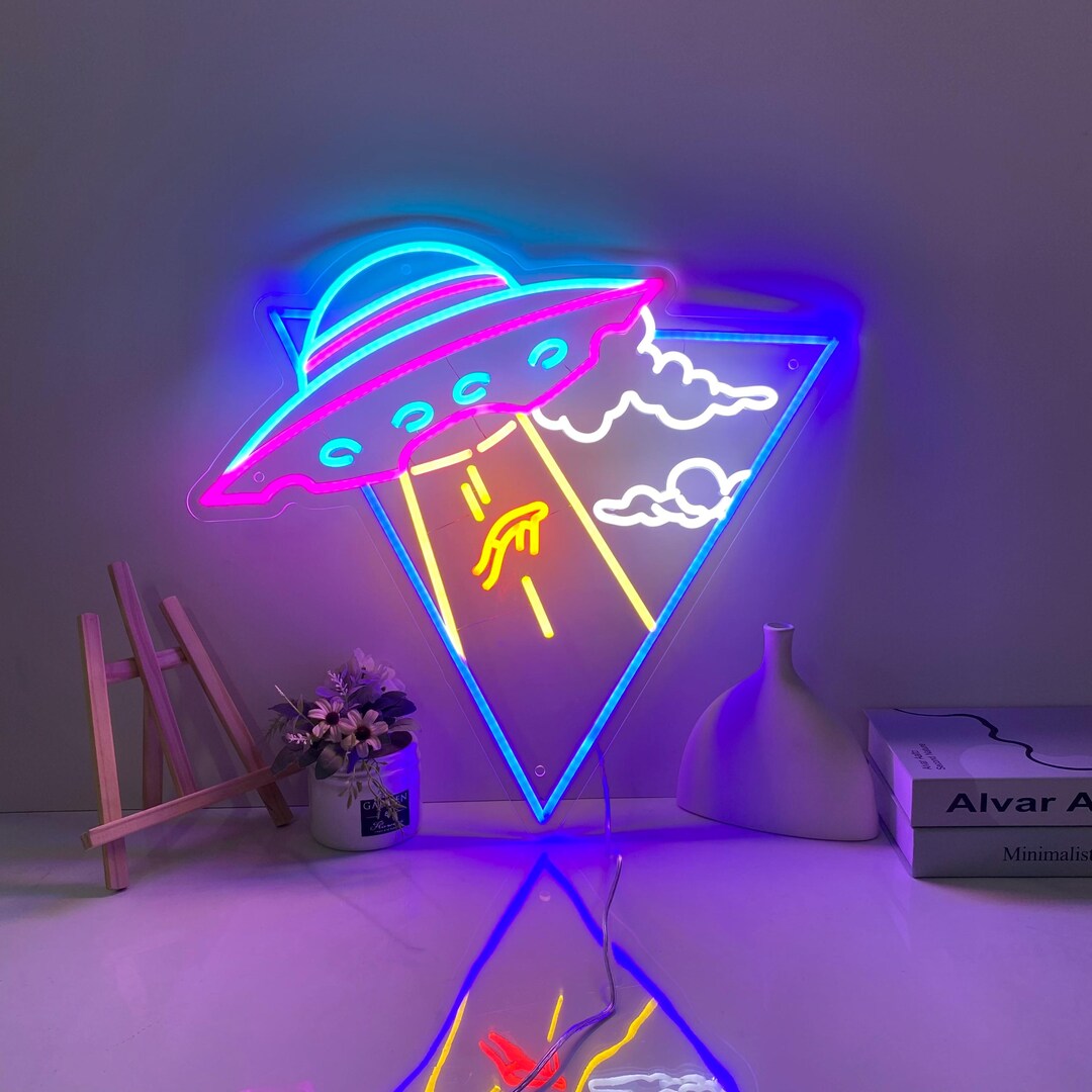 UFO Neon Sign, UFO Abduction Led Light Sign, Kidnapping Man Sign ...