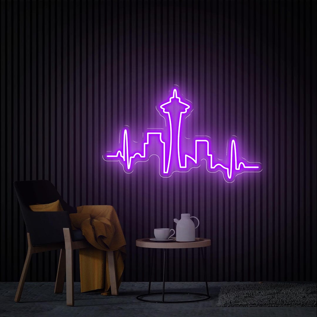 Seattle Neon Sign, Seattle Skyline Led Light Art, Custom City Skyline ...
