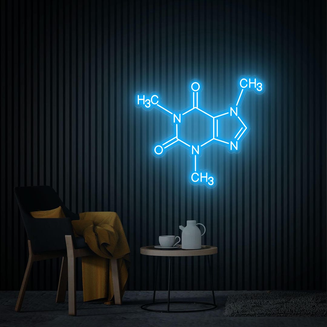 Caffeine Molecule Neon Sign, Caffeine Wall Art, Caffeine Wall Decor ...
