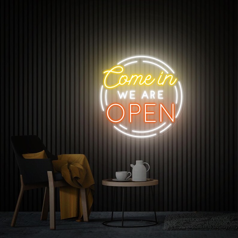 Come in We Are Open Neon Sign, Custom Neon Sign Business Logo, Open Led ...