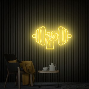 Dumbell Neon Sign Lifting Dumbbells Led Light, Home Gym Neon Sign ...