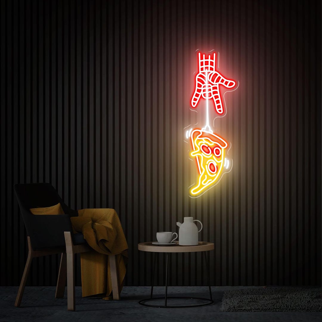 Hand Pizza Neon Sign, Custom Pizza Led Sign, Pizza Wall Art, Pizza ...