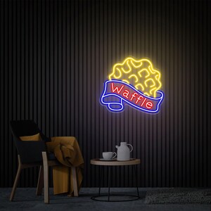 Waffle Neon Sign, Waffles Led Sign Dimmable, Custom Bakery Shop Decor ...