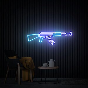 AK47 Neon Sign, AK 47 Neon Pistol LED Neon Lights, Custom Neon Sign ...