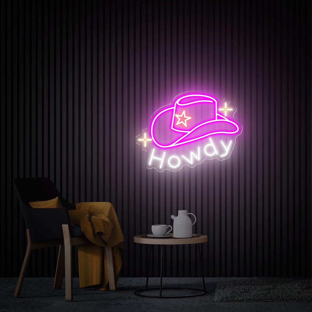 Howdy Cowboy Hat Neon Sign Light up Cowboy Party Decor Custom Neon Sign ...