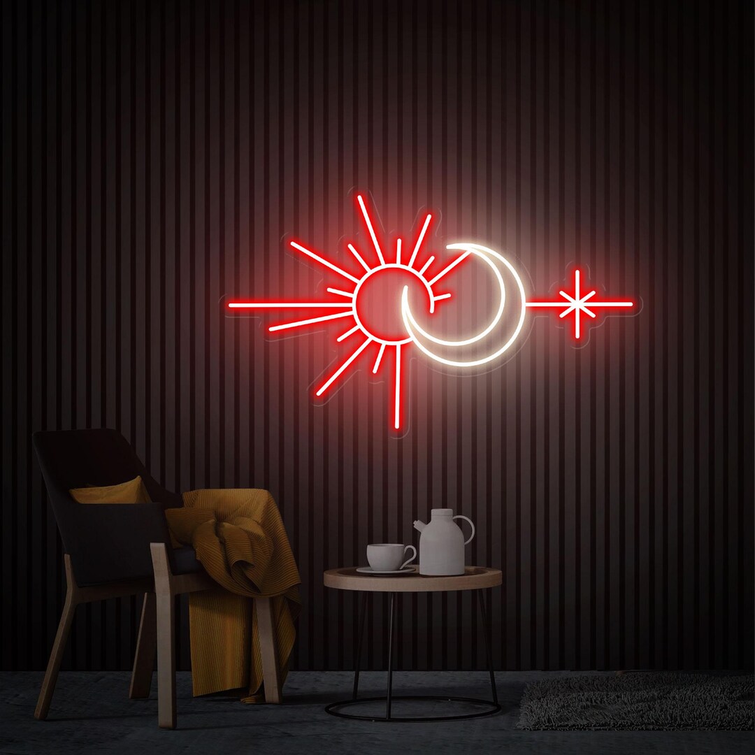 Sun and Moon Neon Sign, Moon Phaze Neon Light, Custom Neon Sign ...