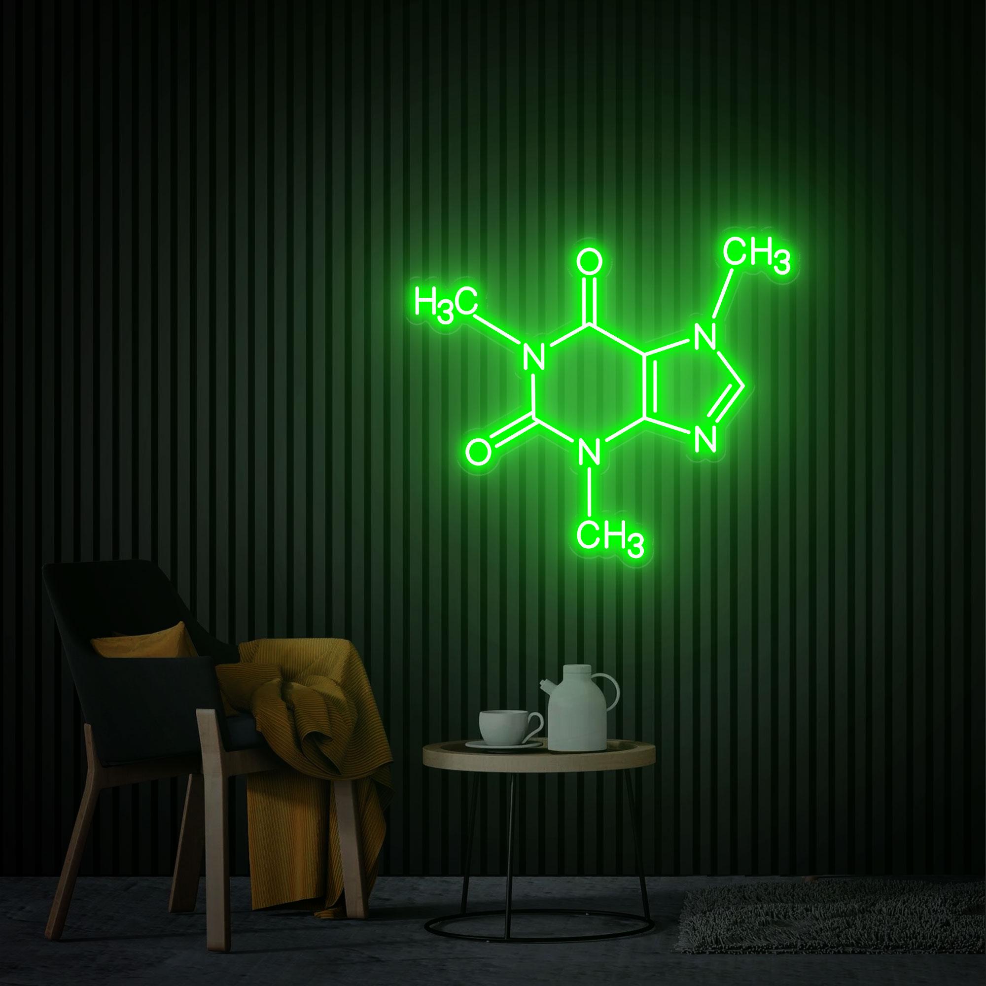 Caffeine Molecule Neon Sign, Caffeine Wall Art, Caffeine Wall Decor ...