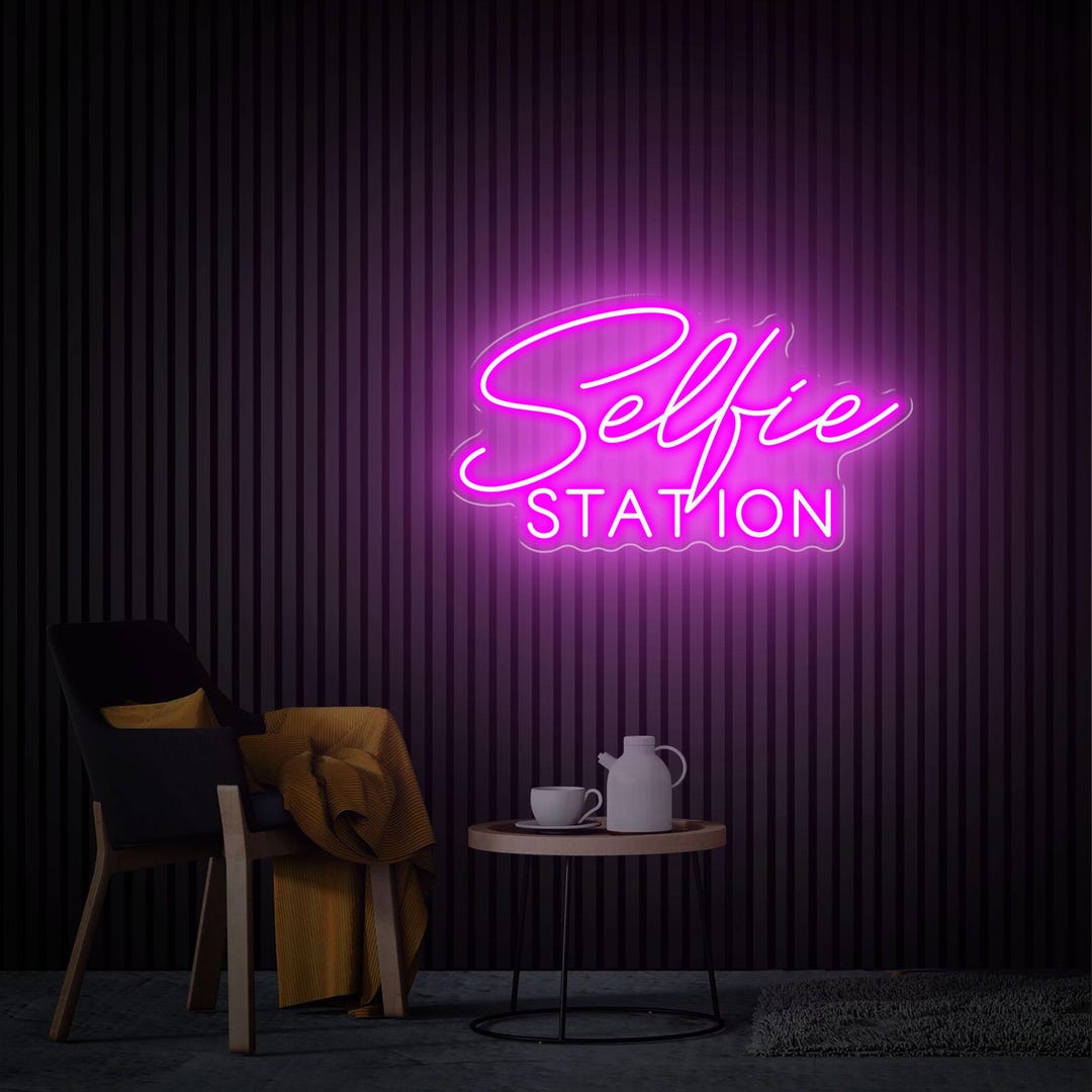 Selfie Station Neon Sign, Custom Selfie LED Neon Sign, Neon Wall Art ...