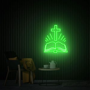 Open Bible Neon Sign, Home Decor Bible Сross Led Sign, Custom Neon Sign ...